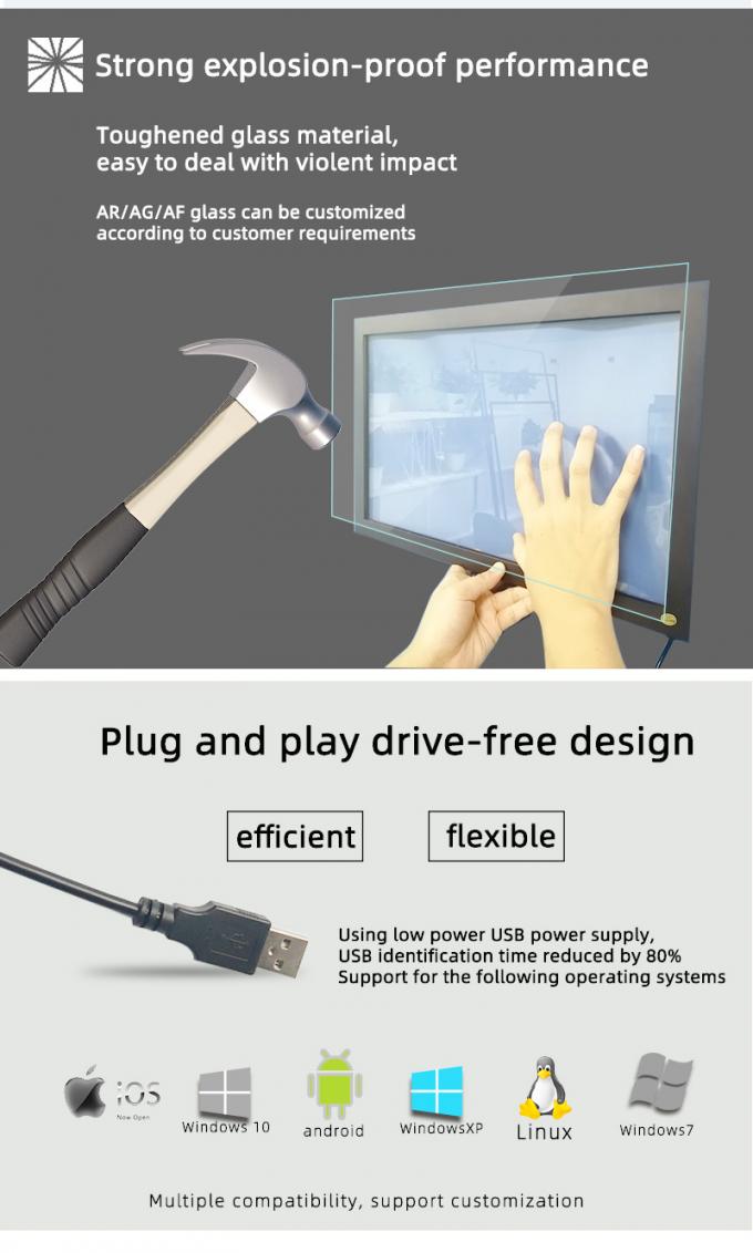 Aluminum DIY IR Touch Frame 15.6 Touch Screen Overlay Kit