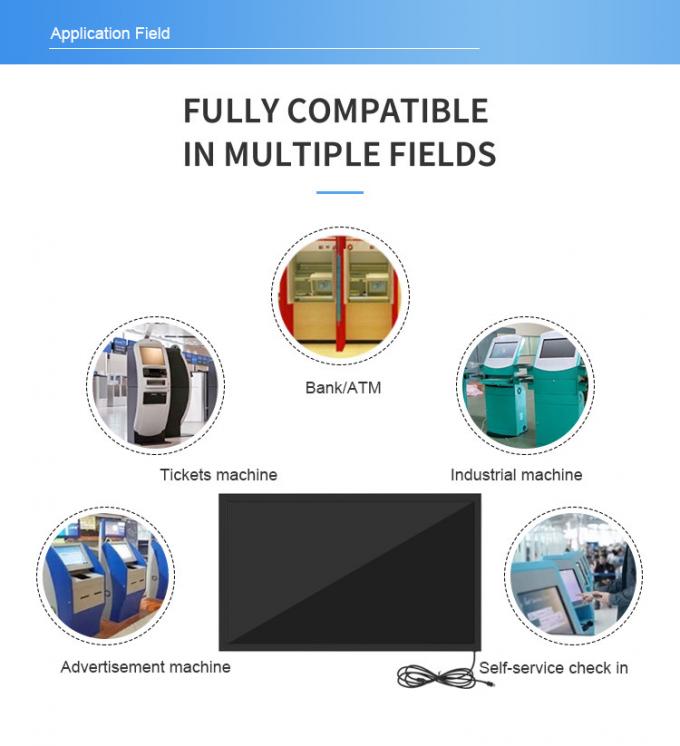 50 Inch IR Touch Screen Components Black Aluminium Frame EMC